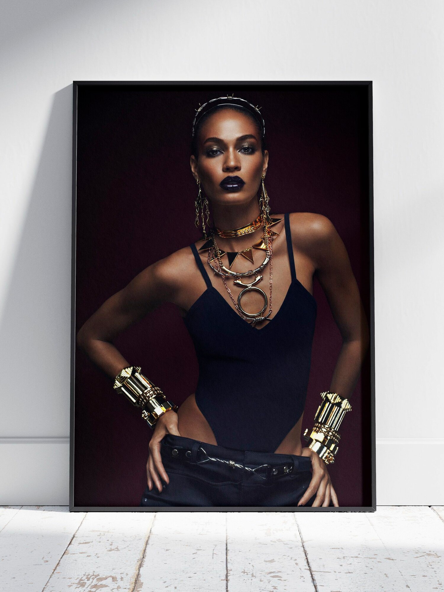 Плакат на стену для интерьера Джоан Смоллс (Joan Smalls 1) - Постер по модели и эстетике формата A4 (21x30 см)