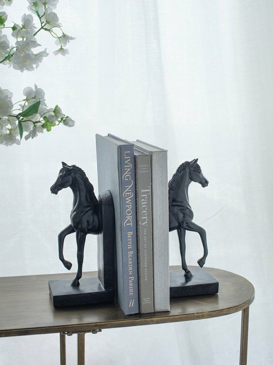 73642-BLAC Держатели для книг Лошади, набор 2 предмета 13x10x27 см, Glasar