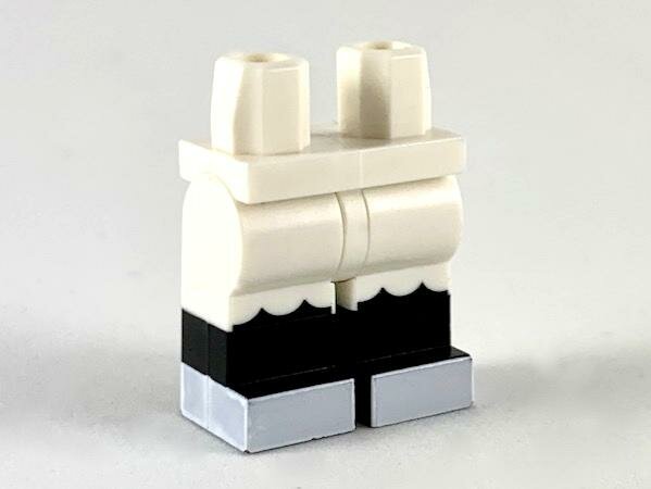 Деталь Lego 970c00pb0962 Hips and Legs with Molded Black Lower Legs / Boots and Printed Black Ruffles and White Feet Pattern