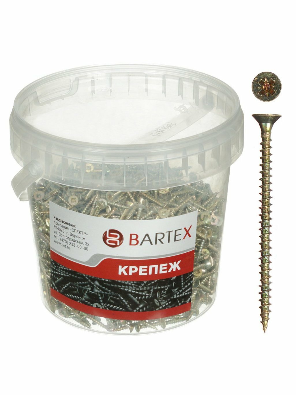 Саморезы универсальные Bartex 4х60 мм, оцинкованные, 250 штук в банке, крепеж для строительных и ремонтных работ