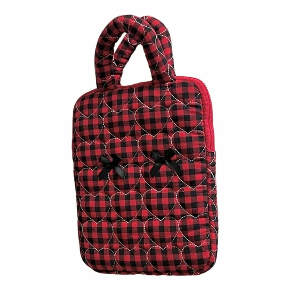 Сумка для хранения планшетов ipad пригородных поездок в клетку с бантом-красный-11 дюймов