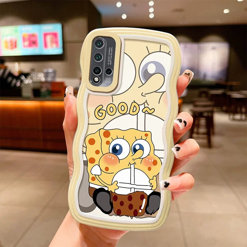 Силиконовый чехол для Huawei nova 5 Pro с принтом молочного Спанч Боба на желтом цвете