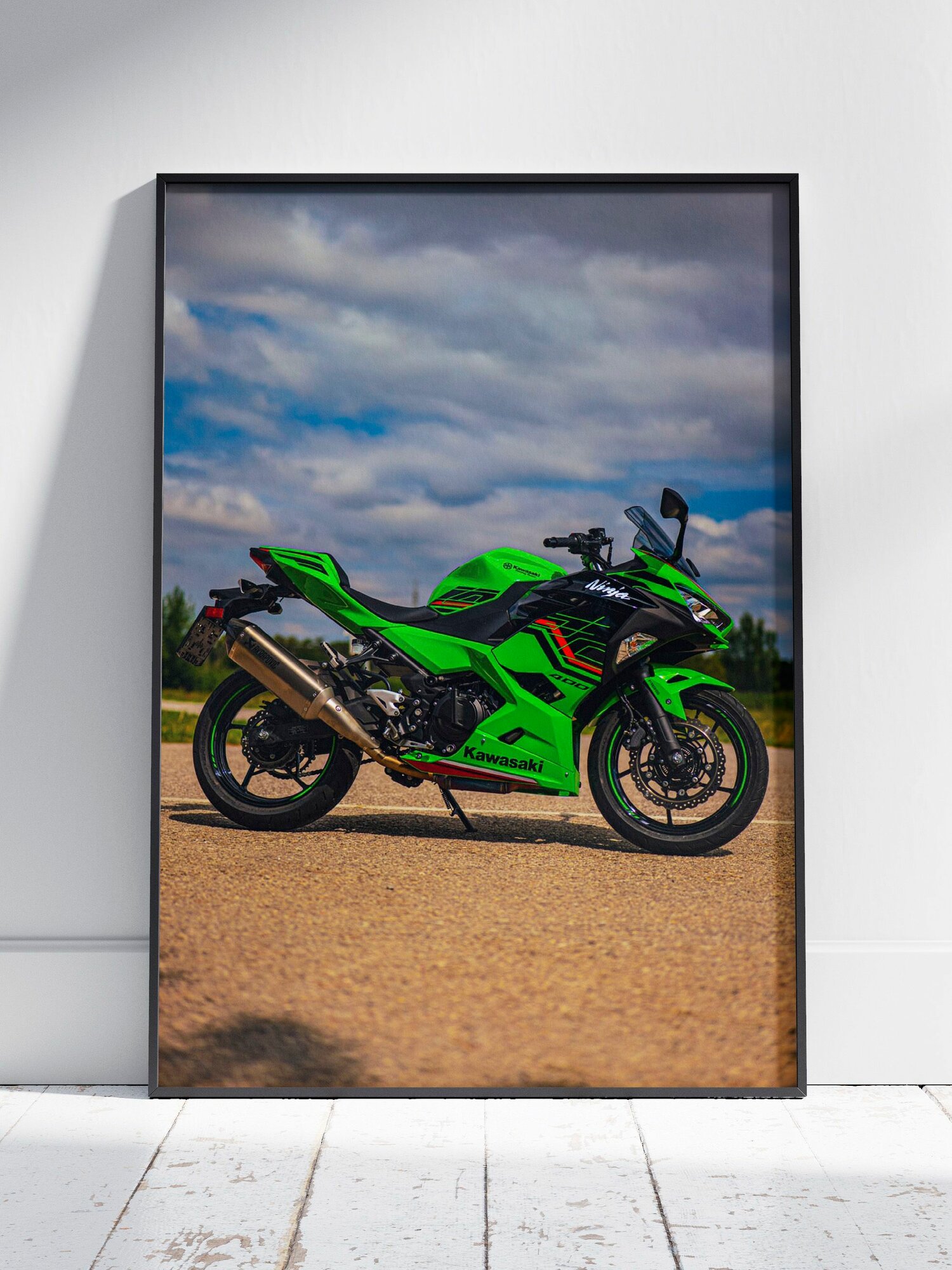 Плакат на стену для интерьера Авто и Мото (Кавасаки Нинзя 400 - Kawasaki Ninja 400) - Постер по транспорту формата A3 (30x42 см)
