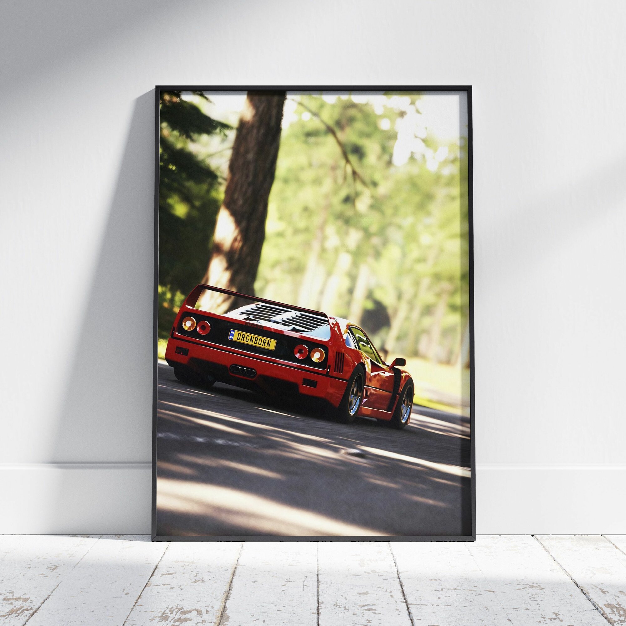 Плакат на стену для интерьера Культовые машины (Ferrari F40 4) - Постер по легендарным и классическим ретро автомобилям формата А3 (30x42 см)