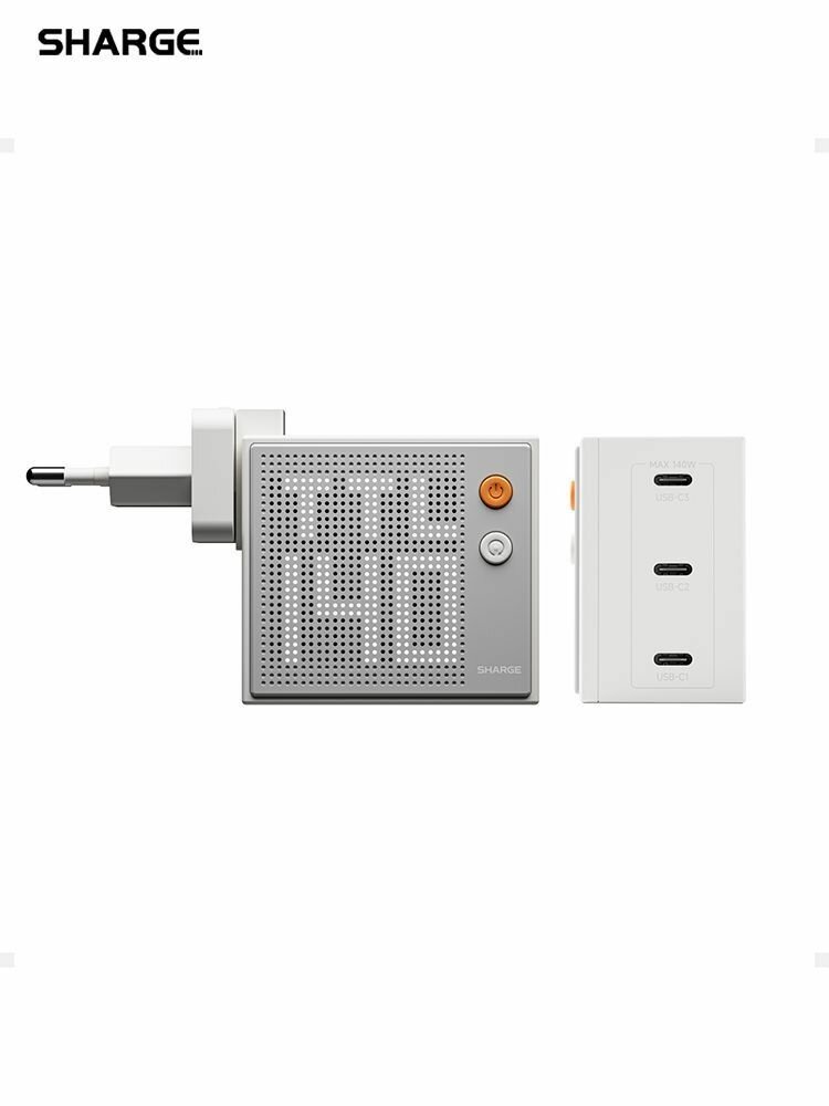 Зарядное устройство SHARGE USB-C GaN 140 Вт, 3 порта, PD3.1, QC4.0+, для ноутбуков, смартфонов