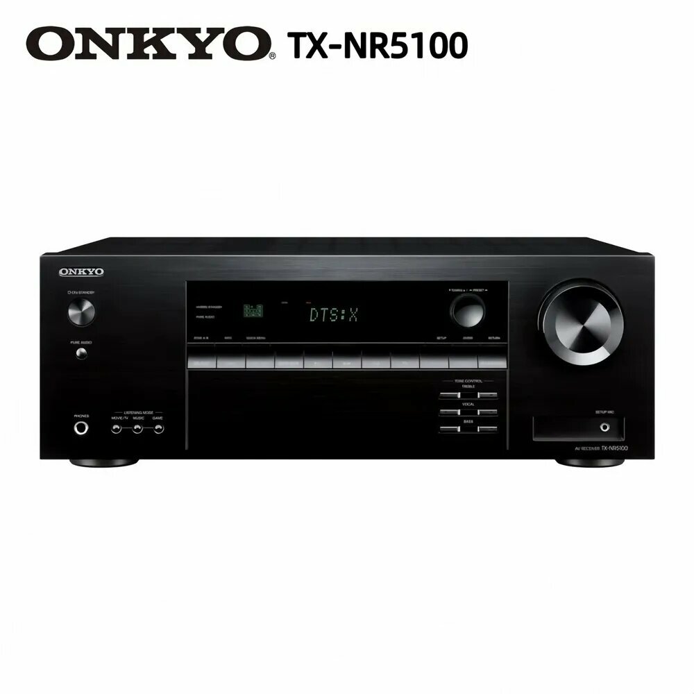 7,2-канальный bluetooth-усилитель мощности ONKYO TX-NR5100, поддерживает видео сверхвысокой четкости 8K, Dolby Atmos, DTS: X, управление через приложение, максимальная мощность 165 Вт, черный