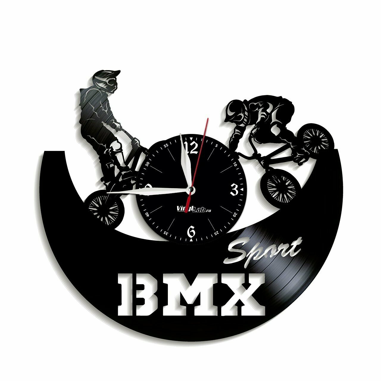 Часы из виниловой пластинки (c) VinylLab BMX, диаметр 30 см, оригинал