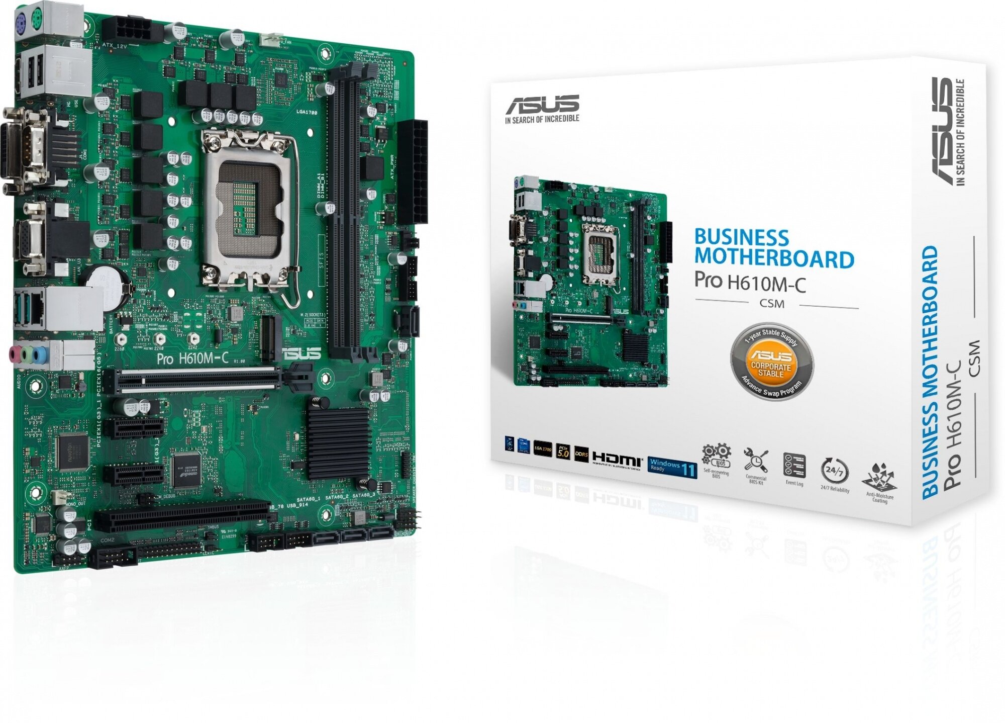 Материнская плата ASUS Pro H610M, для процессора Intel, DDR5, SATA, PCI-E