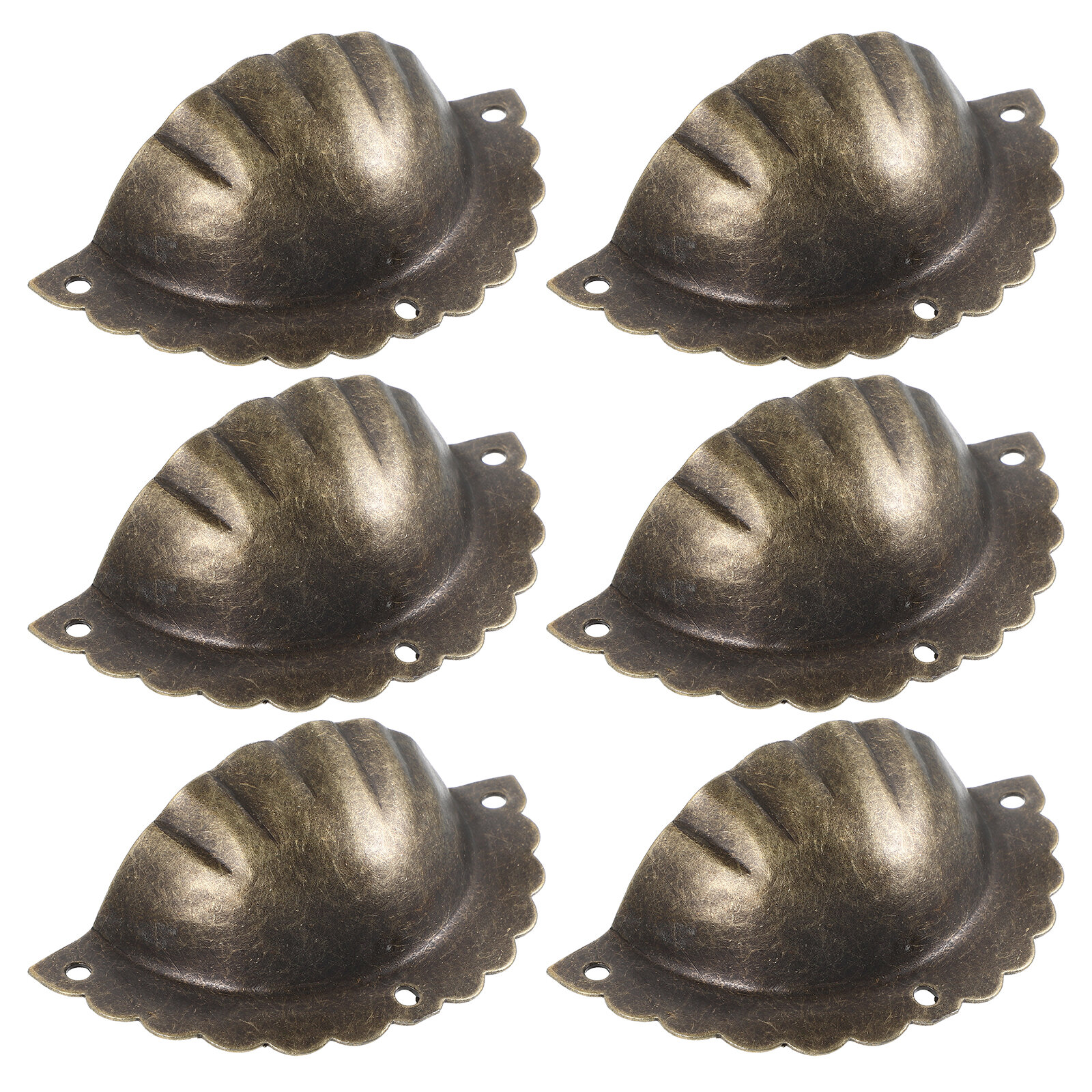 Полукруглые ручки в стиле ретро из бронзы с узором в виде ракушек, ручки для выдвижных ящиков шкафов в форме пельменей, 6 штук.