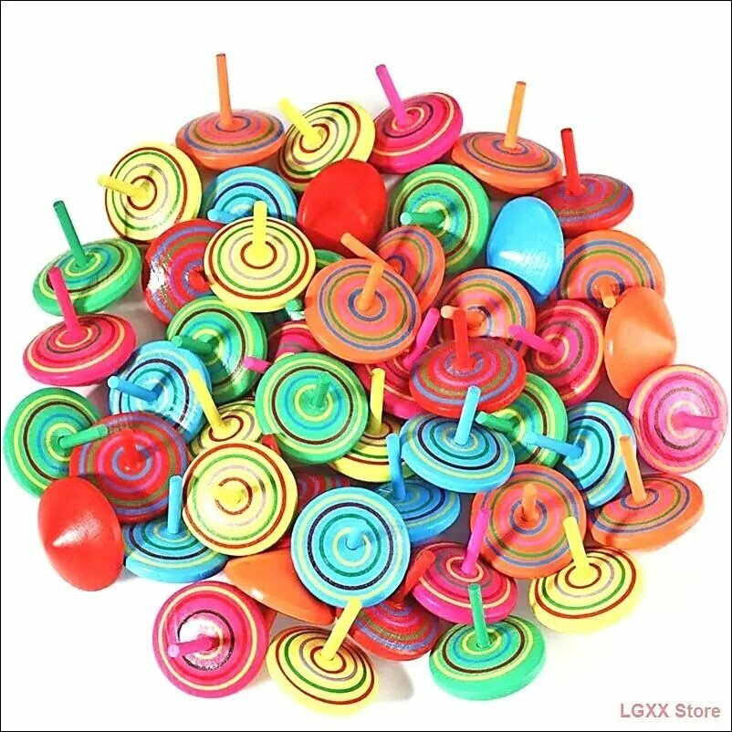 10 Штук Красочных Деревянных Игрушек С Волчком, Рождественские Подарки