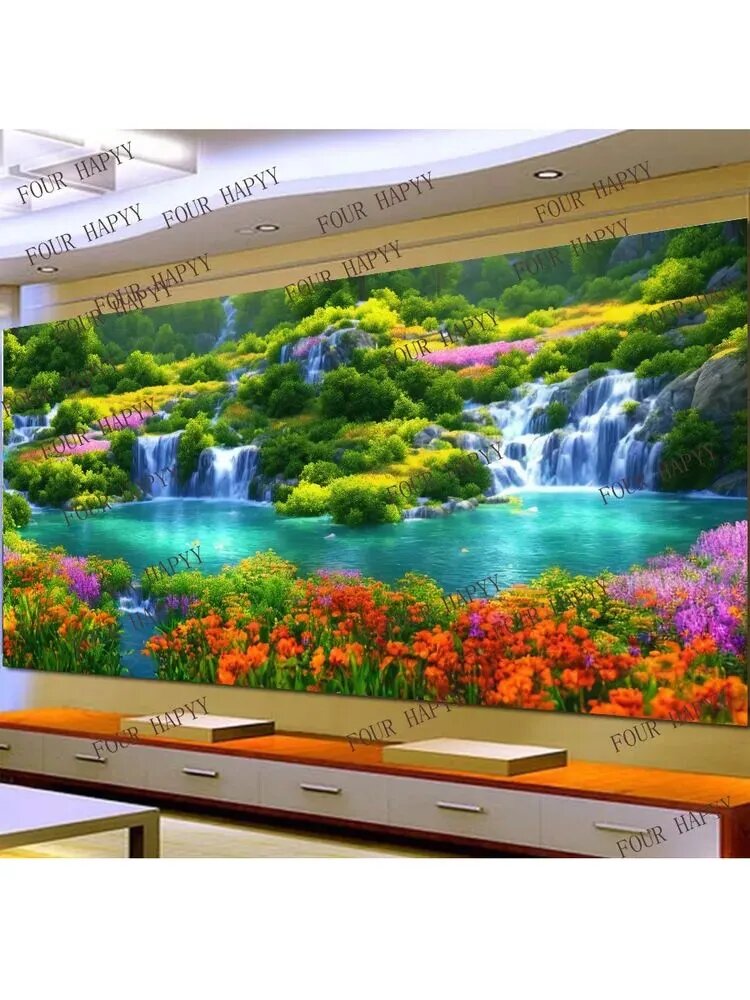 Алмазная мозаика алмазная картина 140x50 см Вид на озеро для дома для декорирования для творчества для подарка