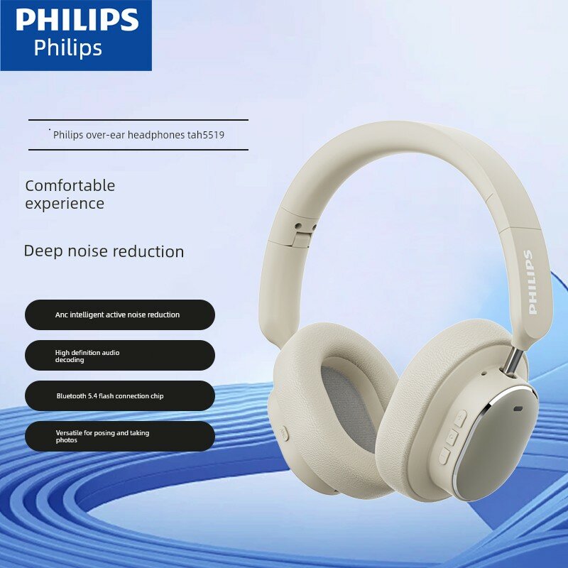 Беспроводная Bluetooth-гарнитура Philips TAH5519 с активным шумоподавлением (ANC) и длительным временем автономной