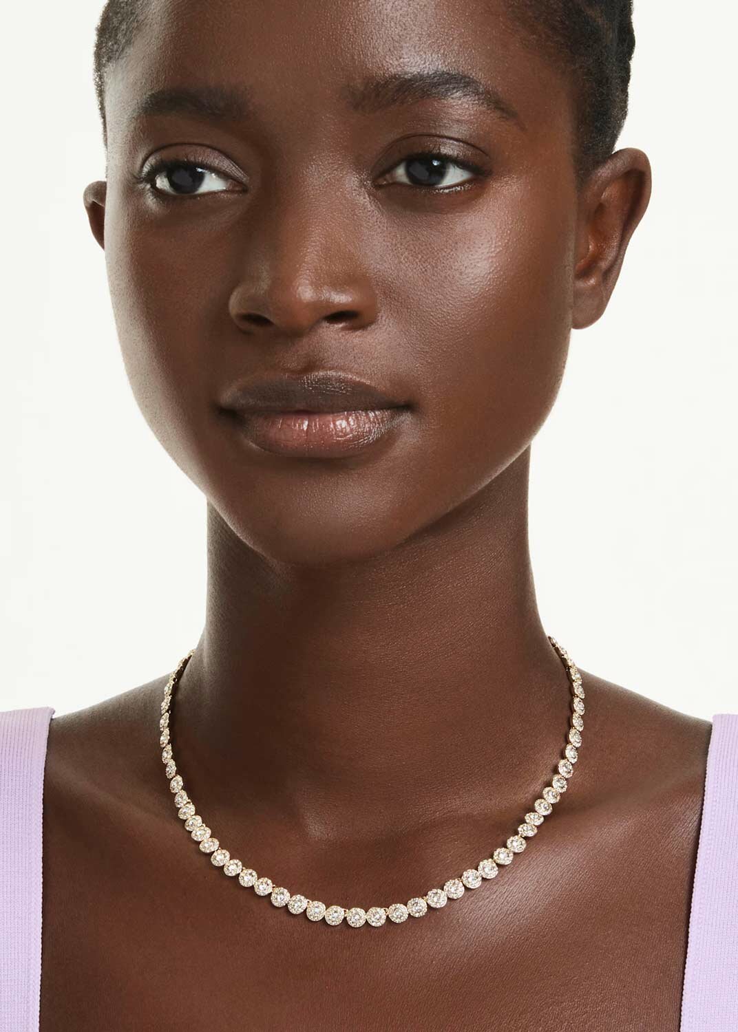 Колье SWAROVSKI, кристаллы Swarovski, длина 40 см, желтый, белый — фото 1