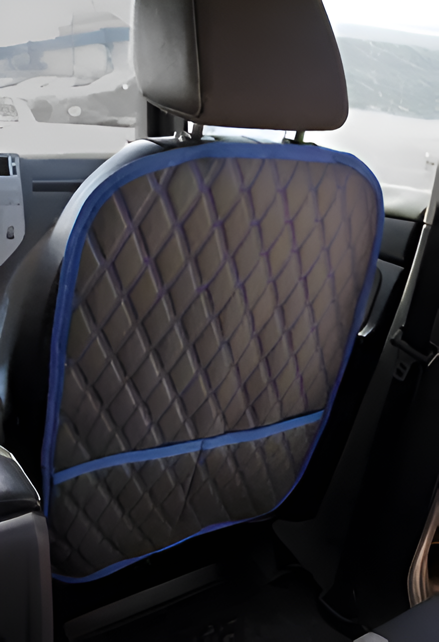 Накидка защитная на спинку сиденья экокожа черно-синяя FOR CARS