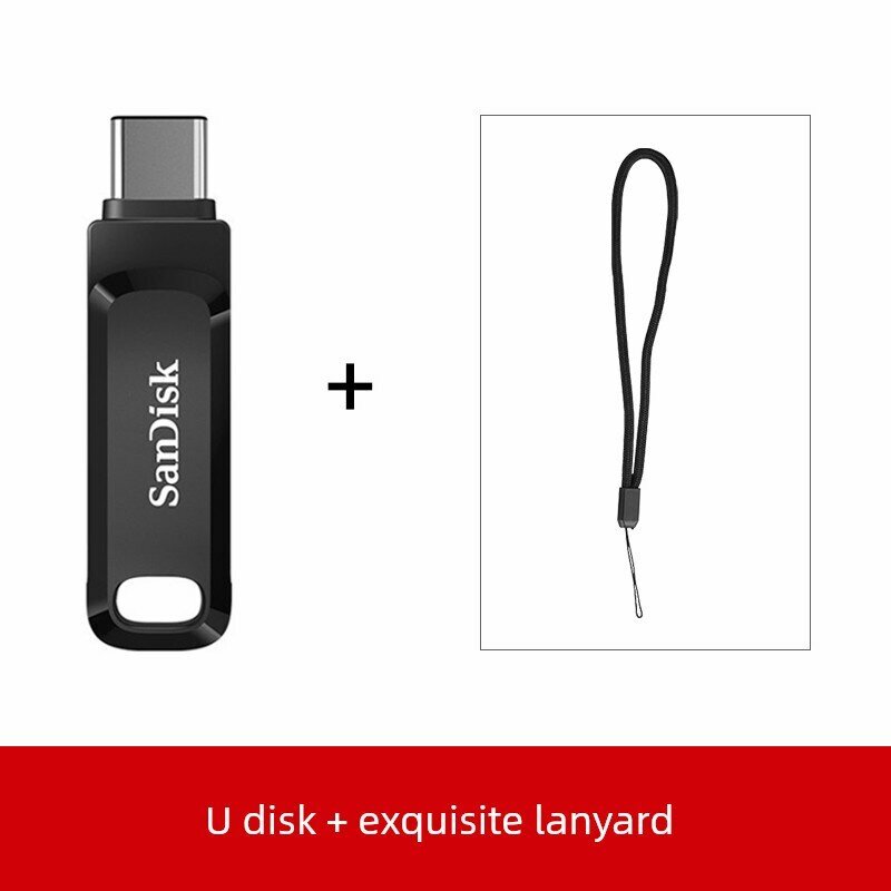 SanDisk Type-C USB флеш-накопитель 64GB, цвет Матовый черный, высокоскоростное шифрование для мобильных устройств и ПК