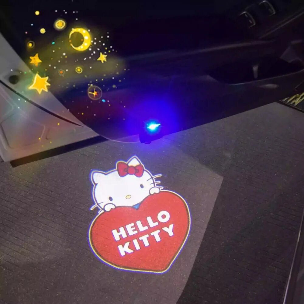 Беспроводной проектор-фонарь Hello Kitty для автомобиля: проекция на землю, автоматическая D
