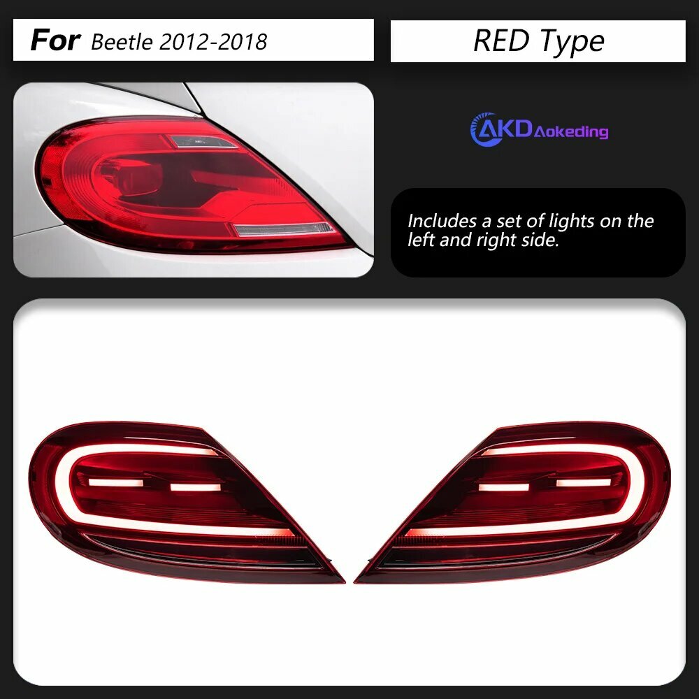 Фары AKD для VW Beetle LED задние фары 2013-2019 задний стоп-сигнал анимация динамический сигнал дневные ходовые огни задний ход автомобильные аксессуары