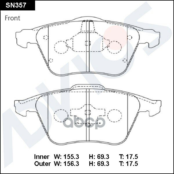 Дисковые тормозные колодки ADVICS передние ADVICS арт. SN357