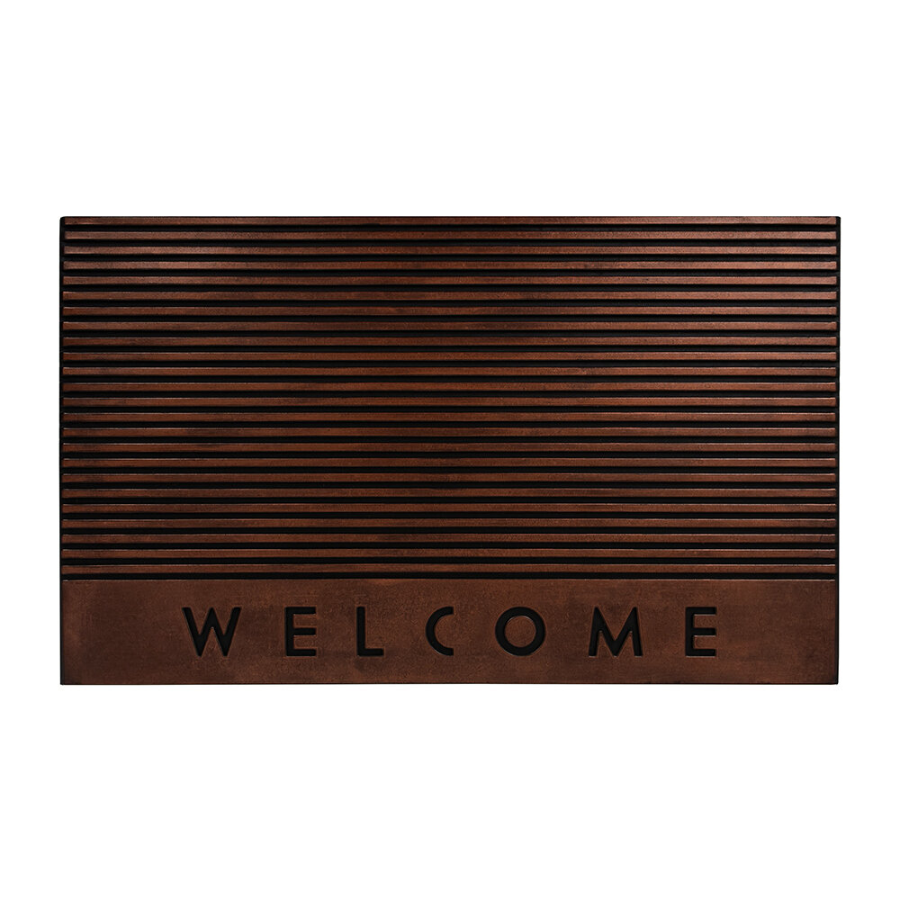 Коврик резиновый 45х75 см рифленный "Welcome" медь "VORTEX", арт 24271