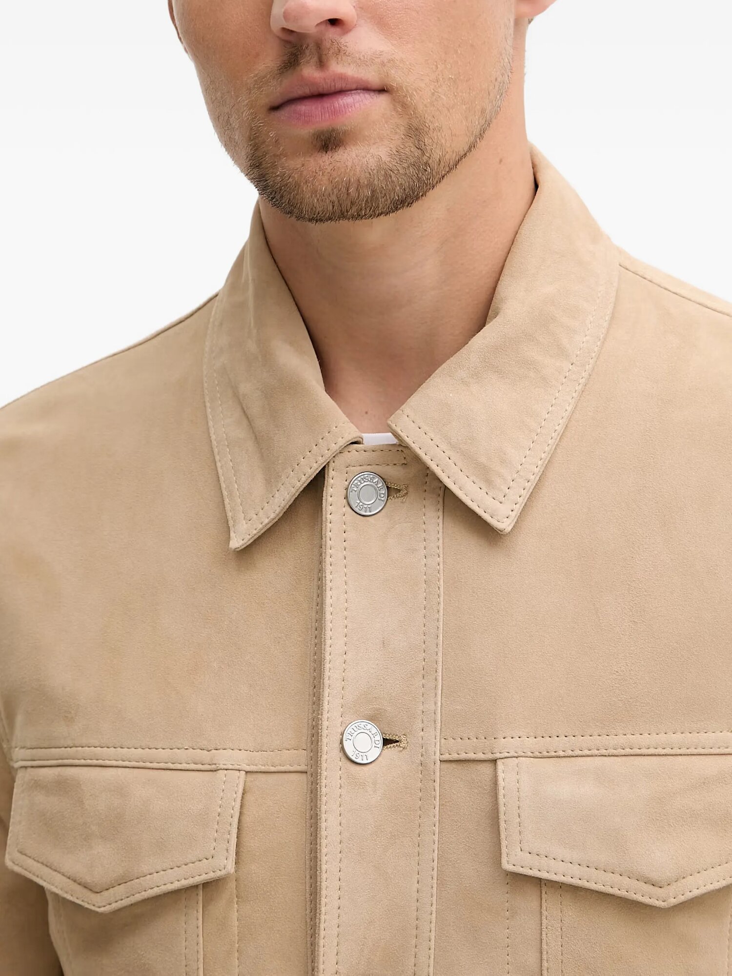 Куртка TRUSSARDI Suede-finish button-up jacket, размер 52, разноцветный — фото 1
