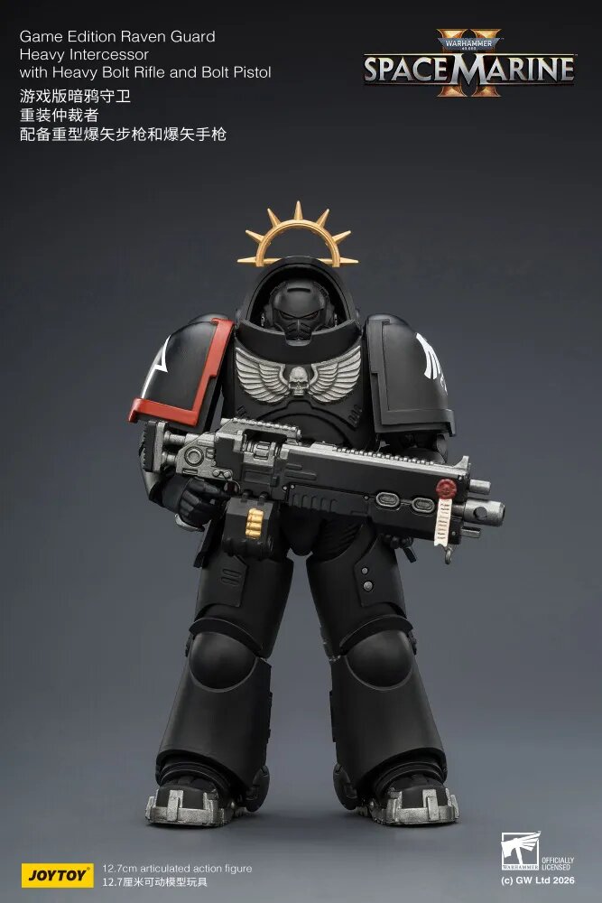 Подвижная фигурка JOYTOY Warhammer 40K 1/18 Action Figures Game Edition Raven Guard Heavy Intercessor with Heavy Bolt Rifle and Bolt Pistol