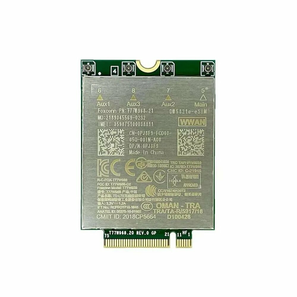 (E J H N)T77W968 для модуля карты Dell DW5821E LTE Cat16 GNSS 5G WWAN Lattore 5420 5424 7424 Rugged Latitude 7400/7400 2-In