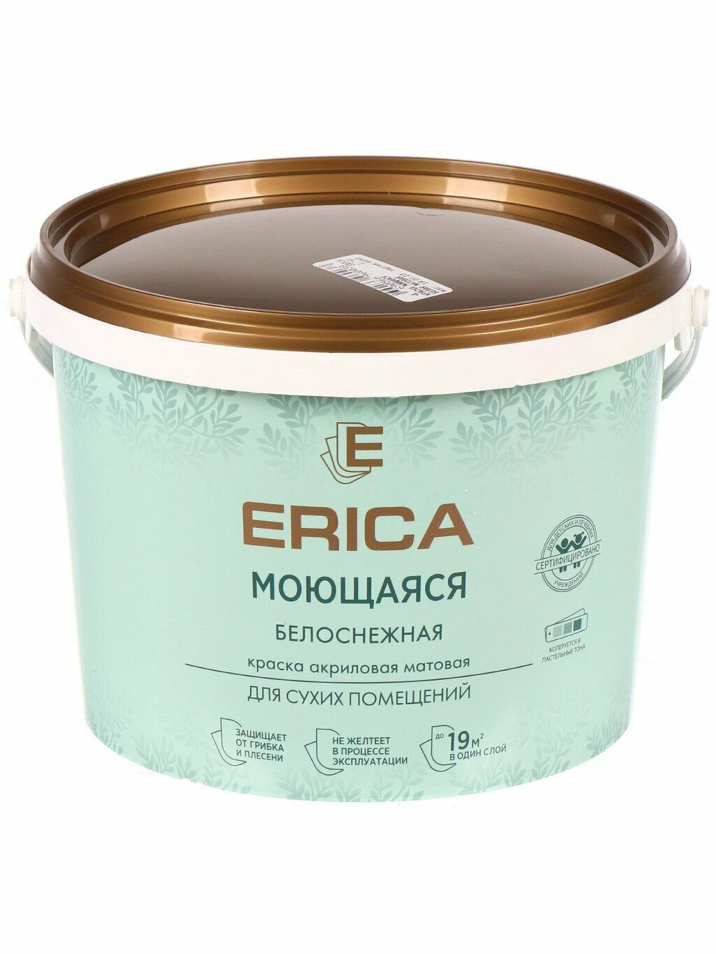 Краска водно-дисперсионная Erica акриловая универсальная моющаяся матовая белая 2.7 кг для стен и потолка влагостойкая