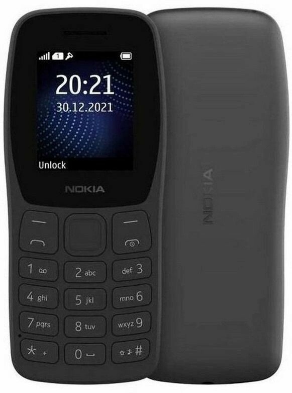 Телефон кнопочный мобильный Nokia 105, цветной экран, 800мАч Li-Ion черный SP01Z07Z1947Y