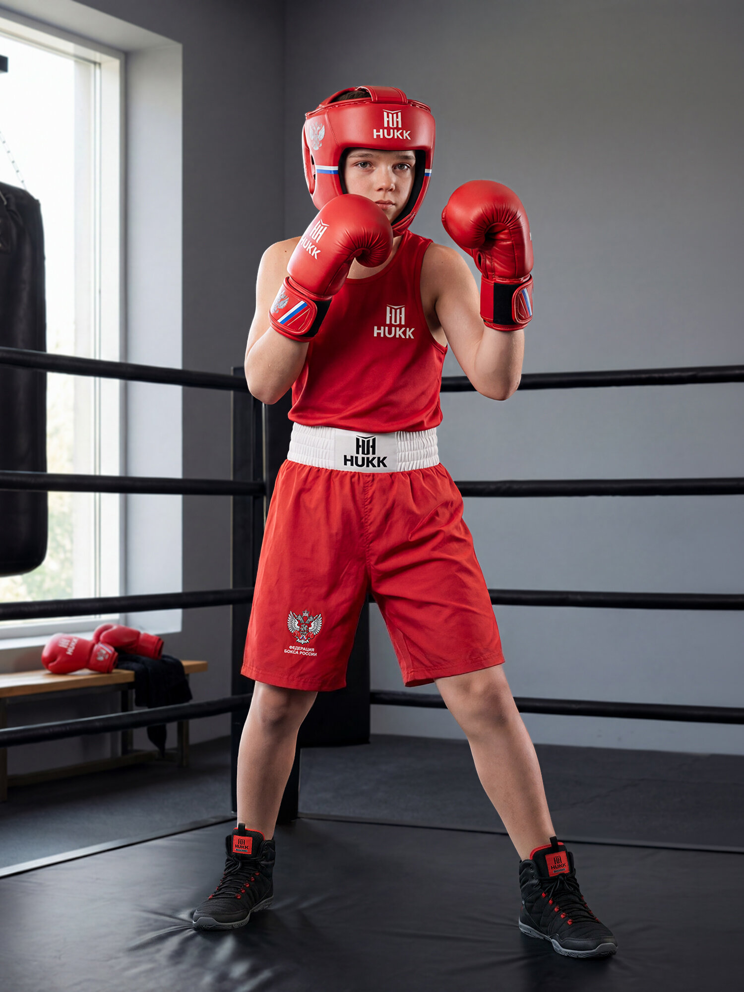 Шорты спортивные HUKK Kids Boxing shorts, размер 152, красный — фото 1