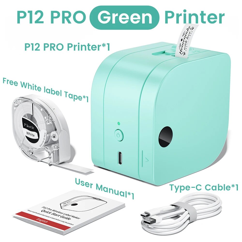 Phomemo P12 Pro Портативный принтер этикеток Зеленый, Green Printer