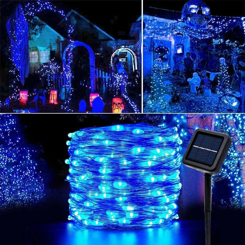 Солнечные гирлянды LED для улицы Blue, 12M 100LEDs