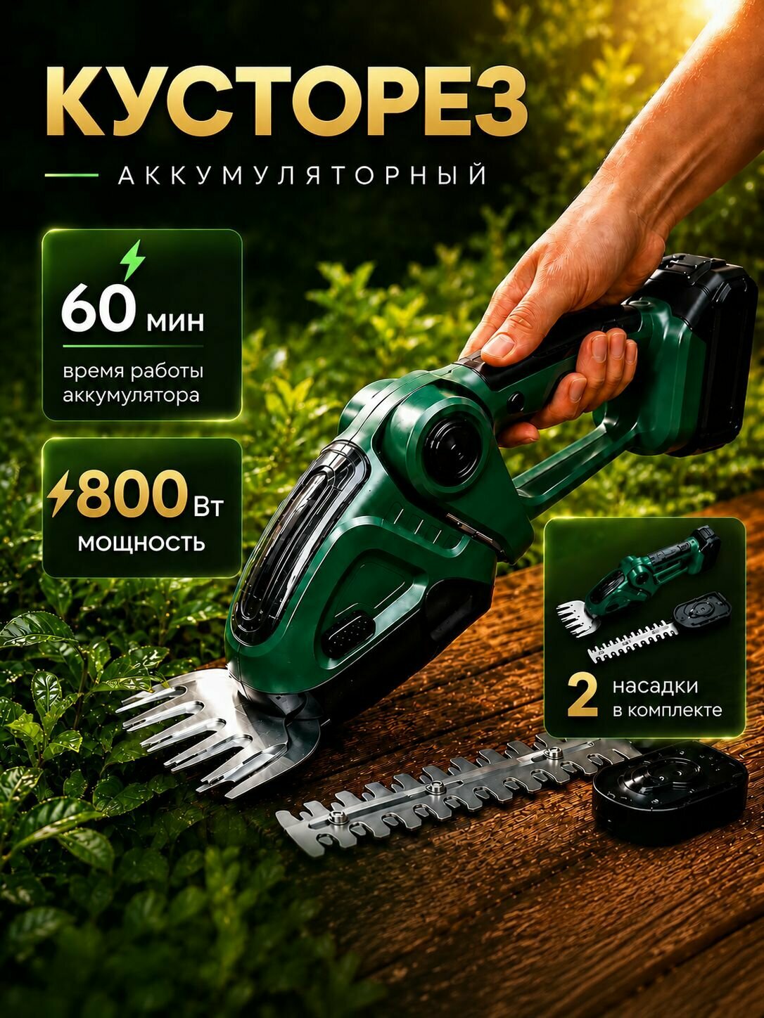 Кусторез аккумуляторный садовый мощный