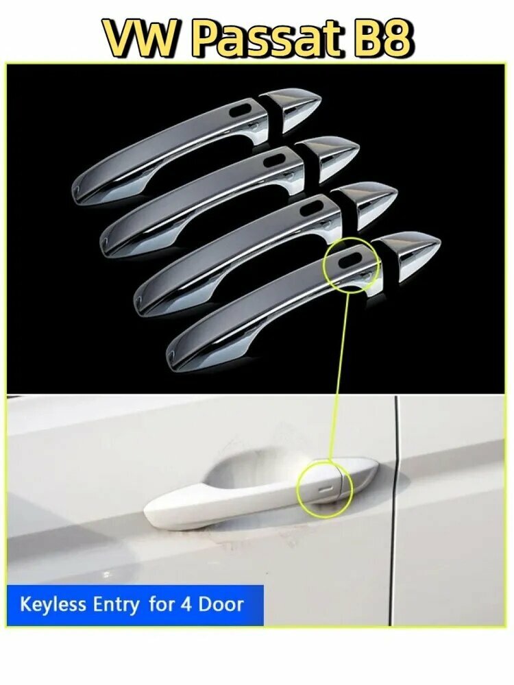 Ручка дверная автомобильная, арт. Для VW Passat B8 хромированные накладки на ручки, набор из 4 Volkswagen MK8 2016 Sedan Wagon Variant, автомобильные аксессуары, наклейки, Стайлинг автомобиля, 2 шт.