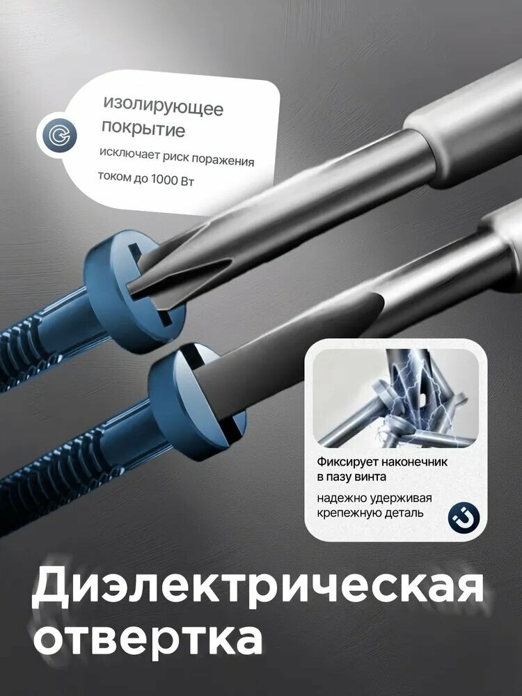 Индикаторная отвертка, многофункциональная. Набор отверток диэлектрических, плоская+ крестовая