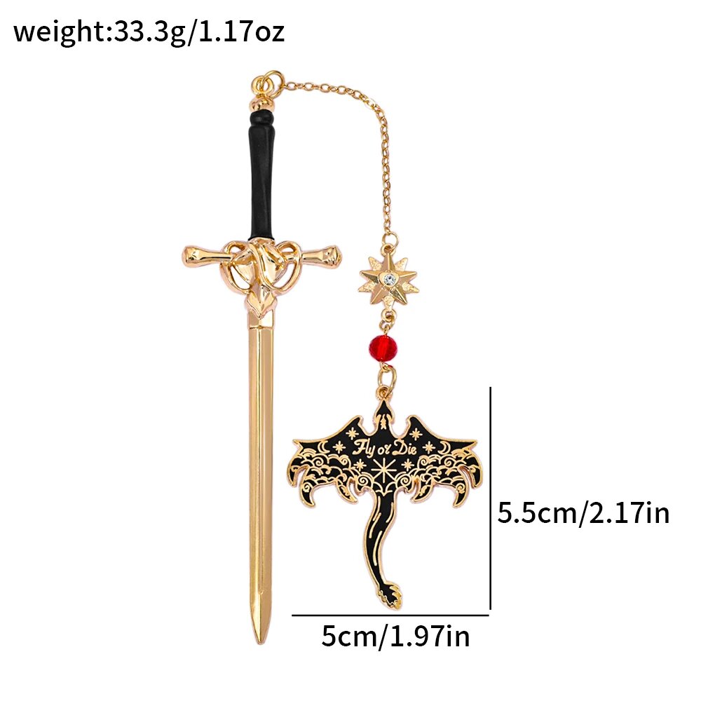 Металлическая закладка "Четвертое Крыло", dragon bookmark