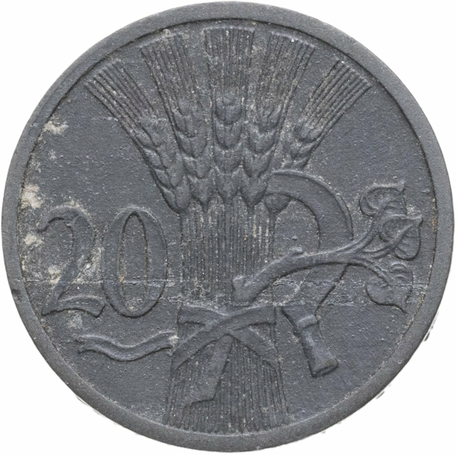 Богемия и Моравия 20 геллеров heller 1944, Цинк, в сохранности VF-XF