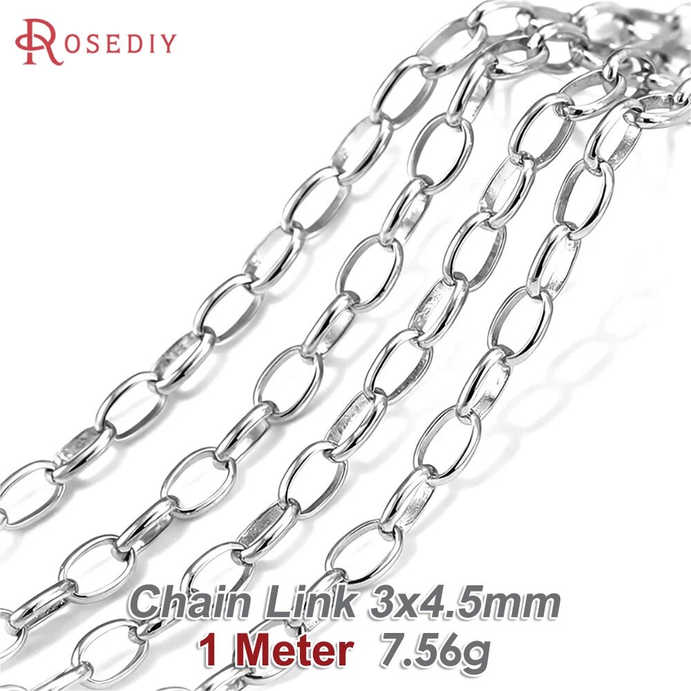 Цепочка из латуни Rosediy 1 м, золотистого цвета, овальная 59234-Platinum Color