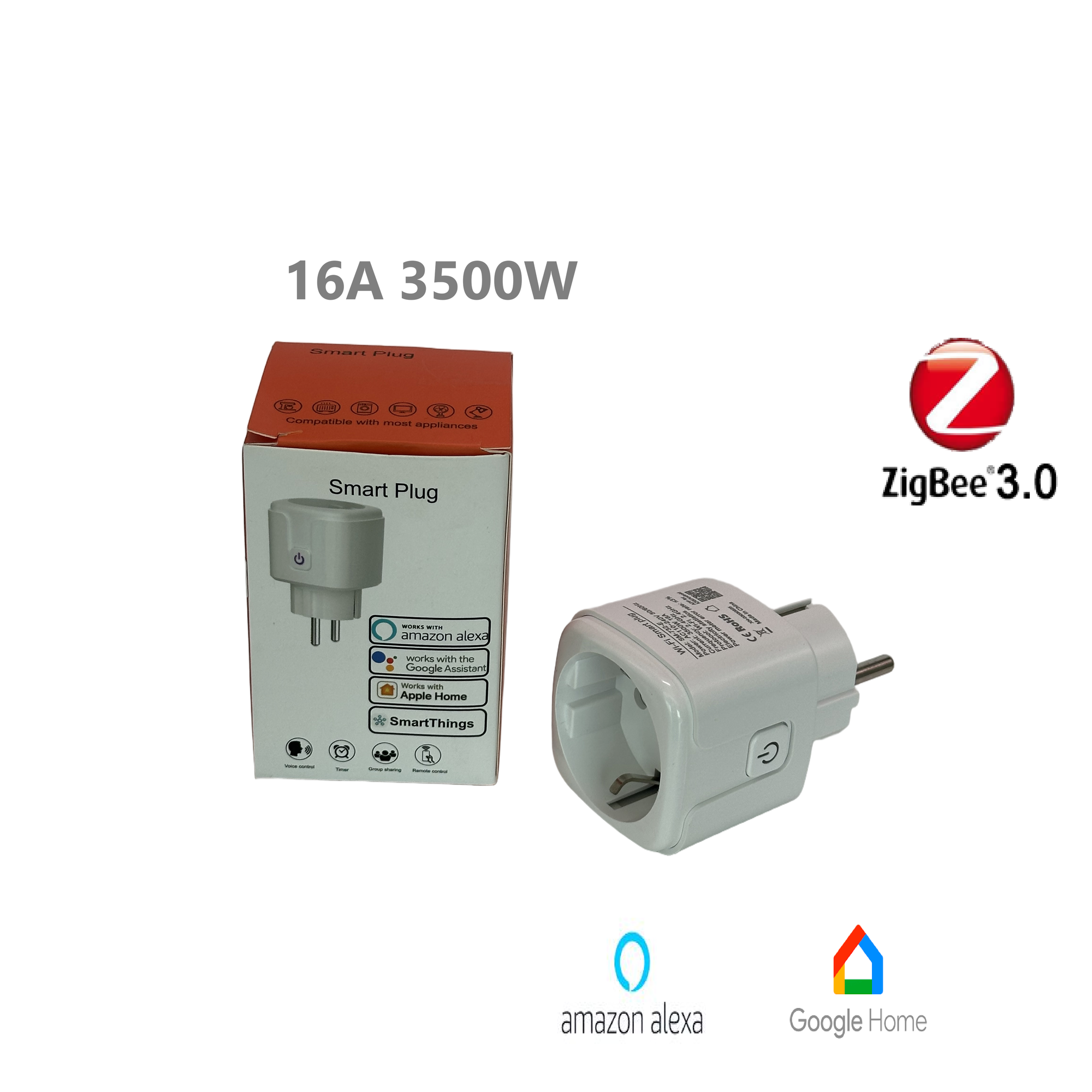 Умная розетка Jinvoo Smart Zigbee 16А, 3500 Вт, хаб; требуется шлюз, работает с Home Assistant, комплект: 1 шт. (Цвет товара: белый; Ширина: 55 мм; Высота: 80 мм; Комплектация: адаптер-переходник (с вилкой))