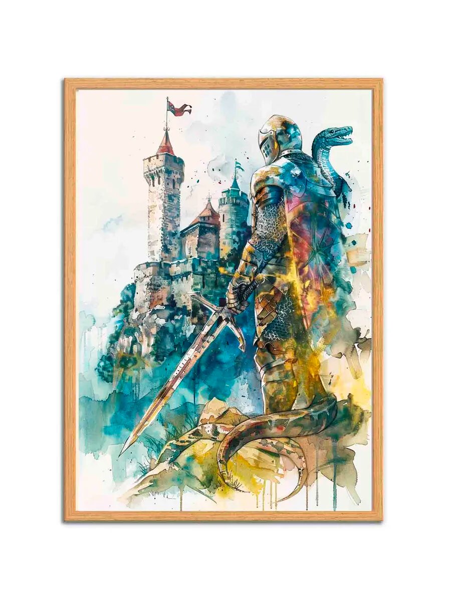 Королевская кобра-животное-рыцарь 3, Плакат 30x42см