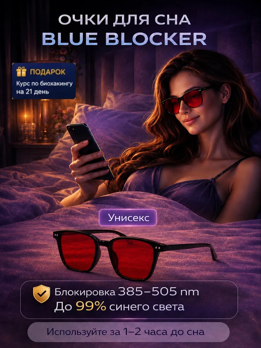 Очки перед сном для компьютера BLUE BLOCKER анти синий свет