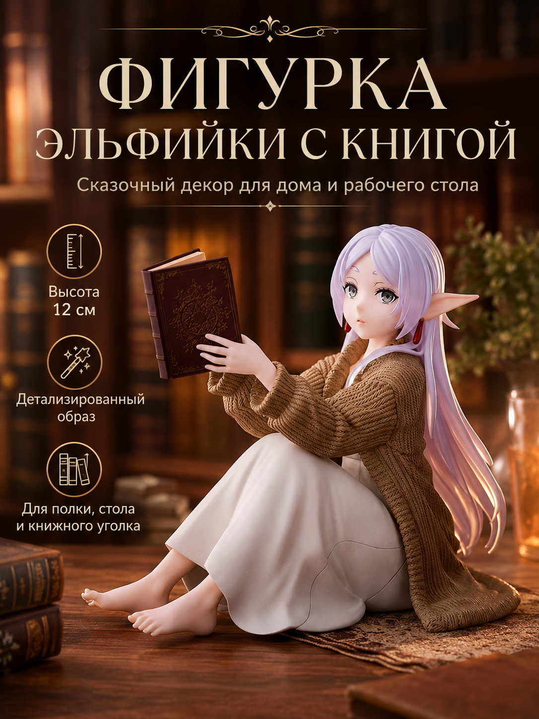 Фигурка Фрирен, Смертельное путешествие, аниме‑статуэтка в повседневной одежде, сидящая с книгой, коллекционная модель для дома