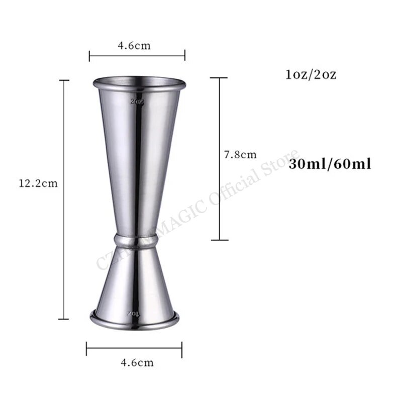 Мерная чашка для коктейлей Stainless Steel 30/60 мл Серый, silver