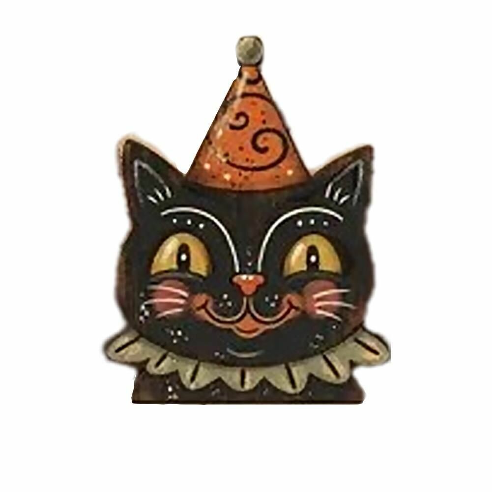 Винтажная фигурка Черный кот на Хэллоуин, деревянный декор для стола, 15 см