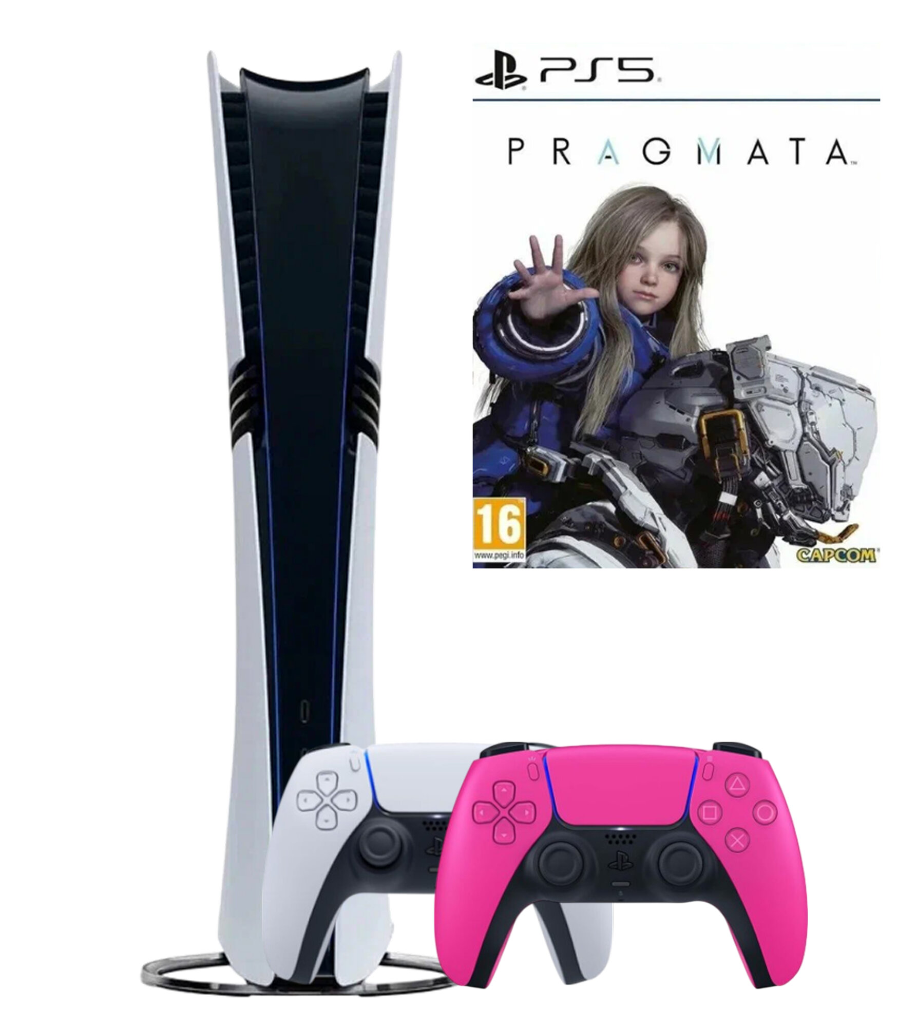 Игровая приставка PlayStation 5 Pro + 2й геймпад розовый + игра Pragmata