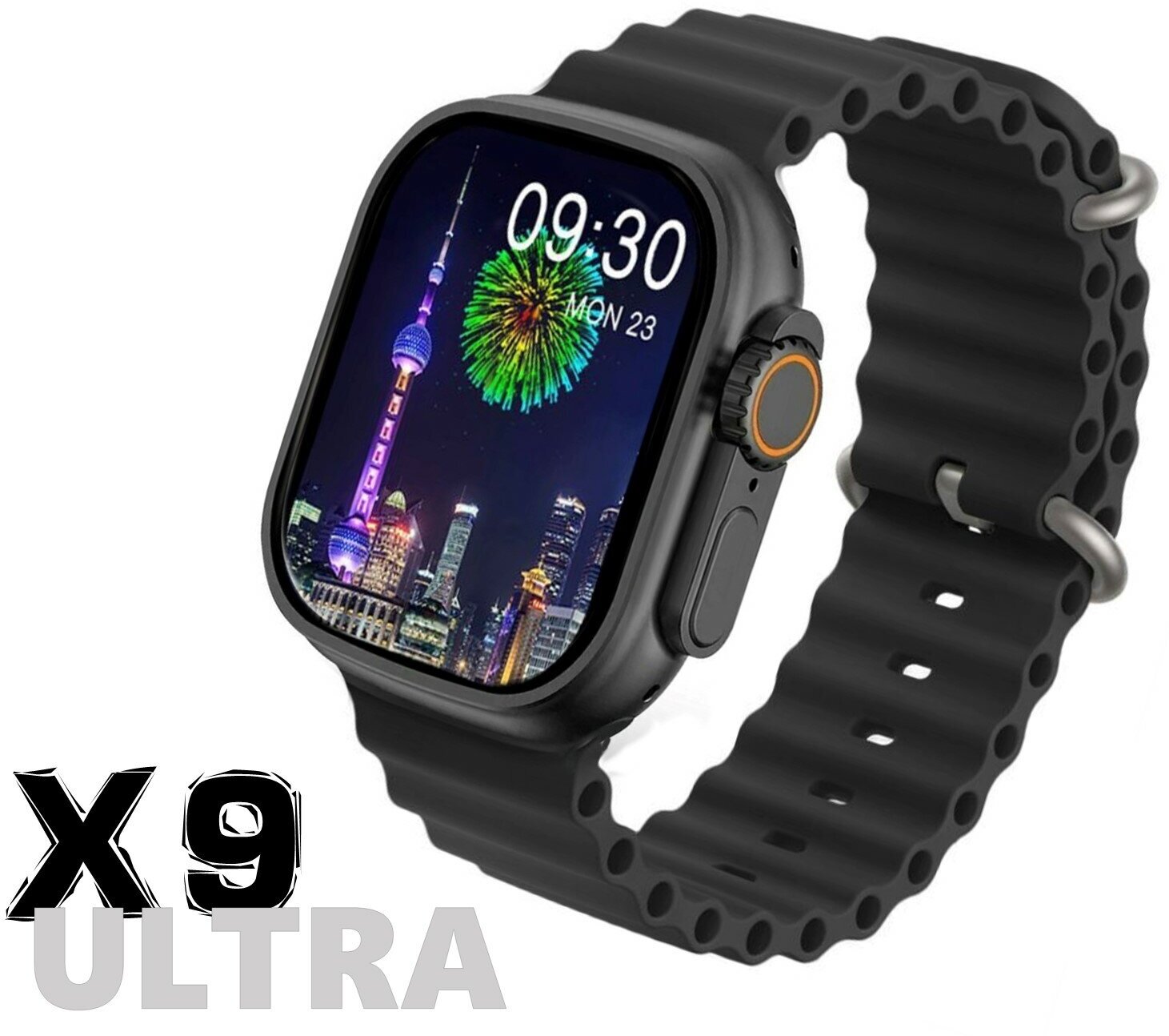 Смарт часы Х9 ULTRA Amoled экран / Умные часы Smart Watch 49mm / 2 ремешка / черные