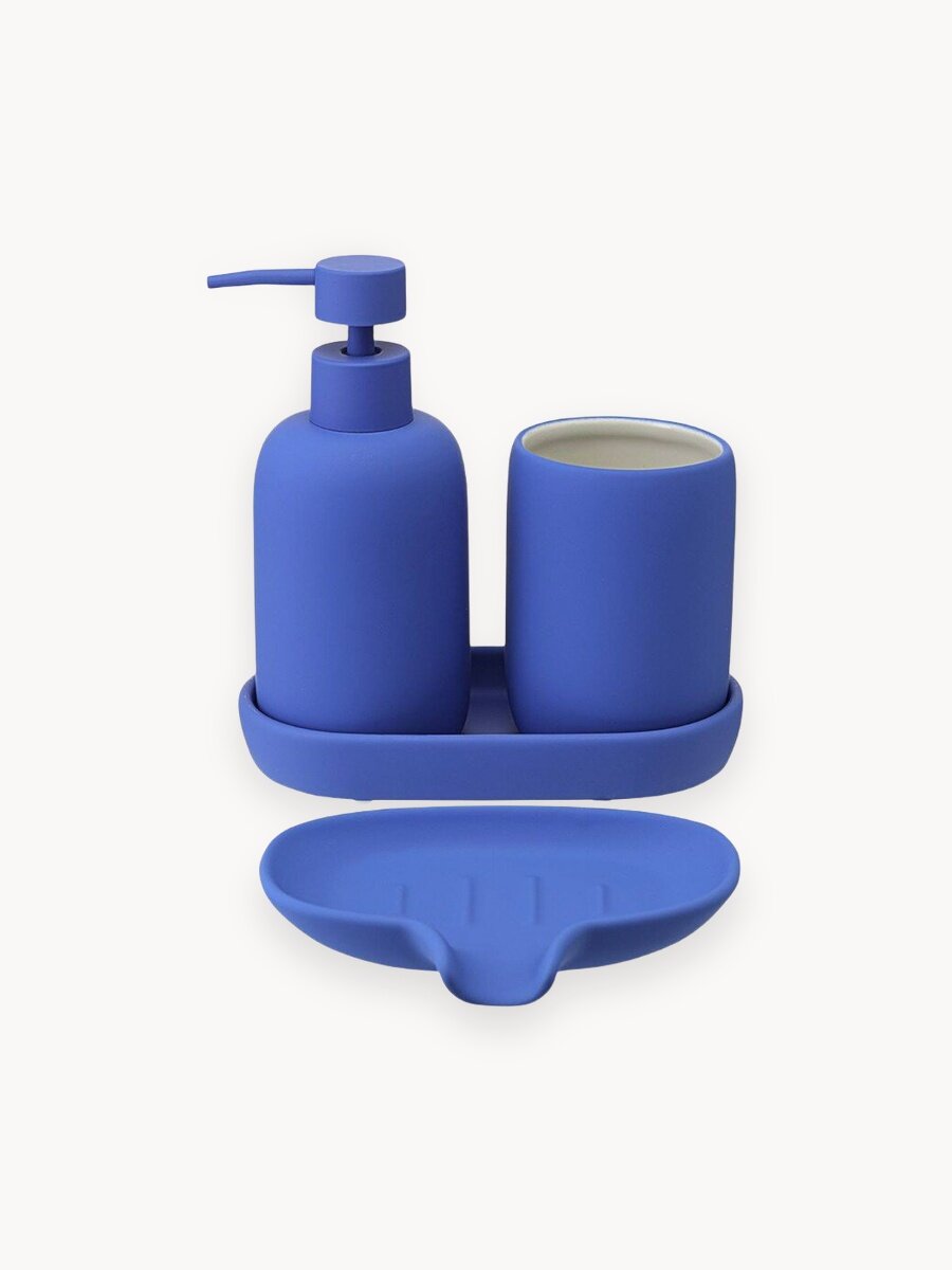 Набор ванных принадлежностей с подставкой Bergenson Bjorn Flow 4 предмета, синий индиго