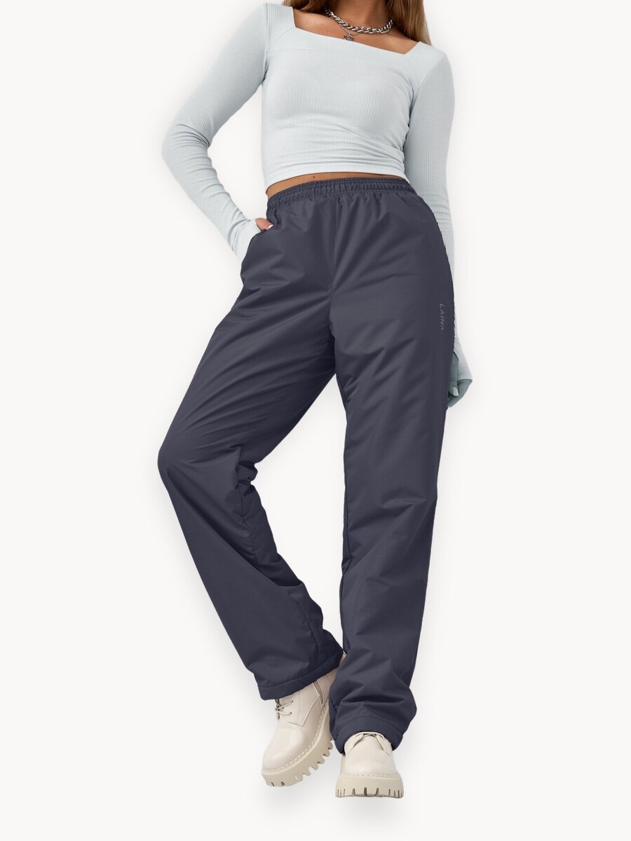 Брюки утеплённые прямые из плащевки утепленные на флисе