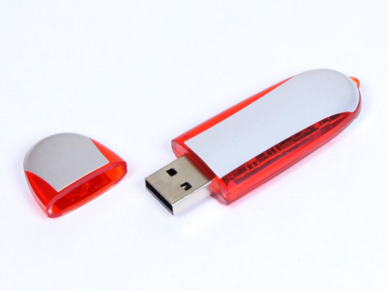 Овальная флешка для нанесения логотипа (4 Гб / GB USB 2.0 Красный/Red 017)