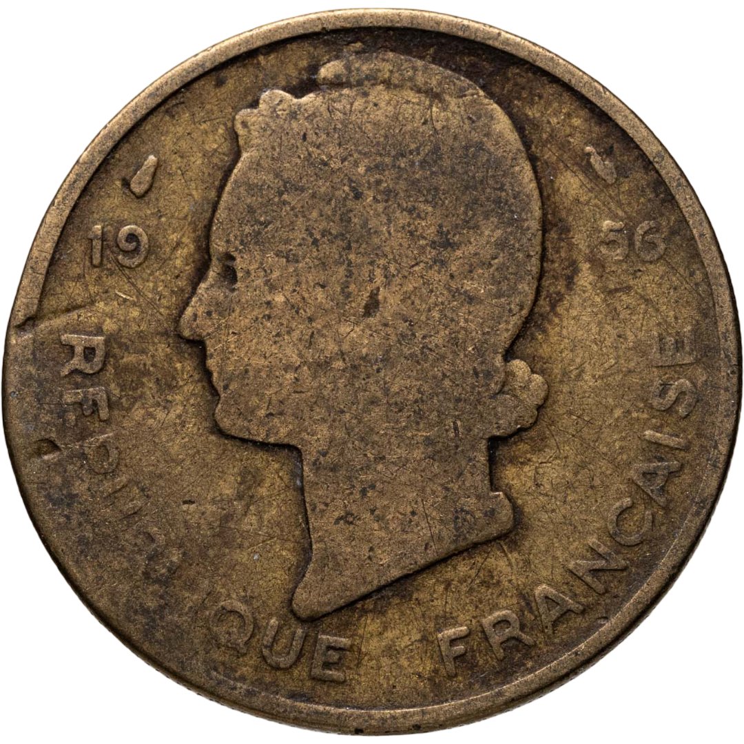 Французская Западная Африка 25 франков francs 1956, Бронза, в сохранности VG-F