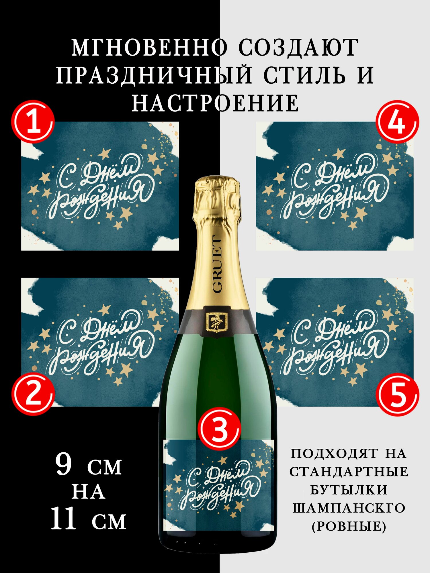 Наклейки на бутылки шампанского